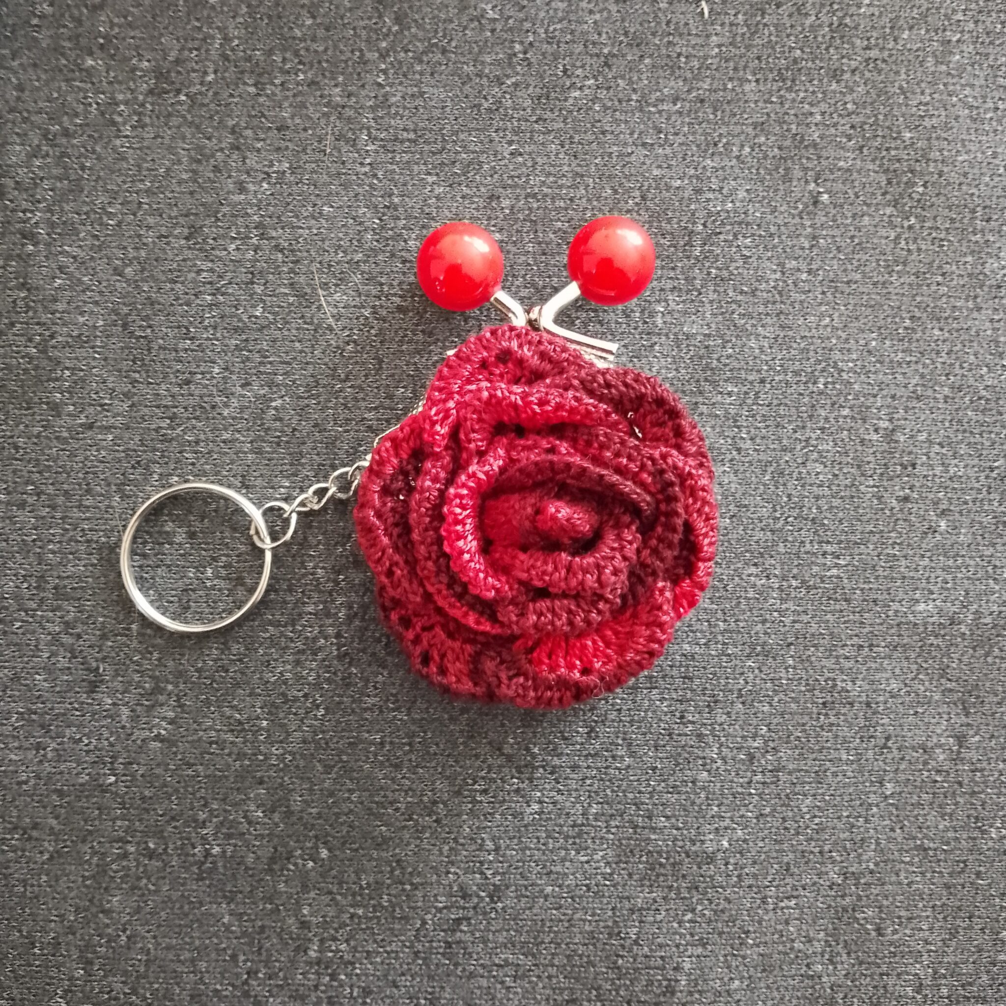 Tiny Crochet Rose Coin Purse Key Chain – Two Doors Down